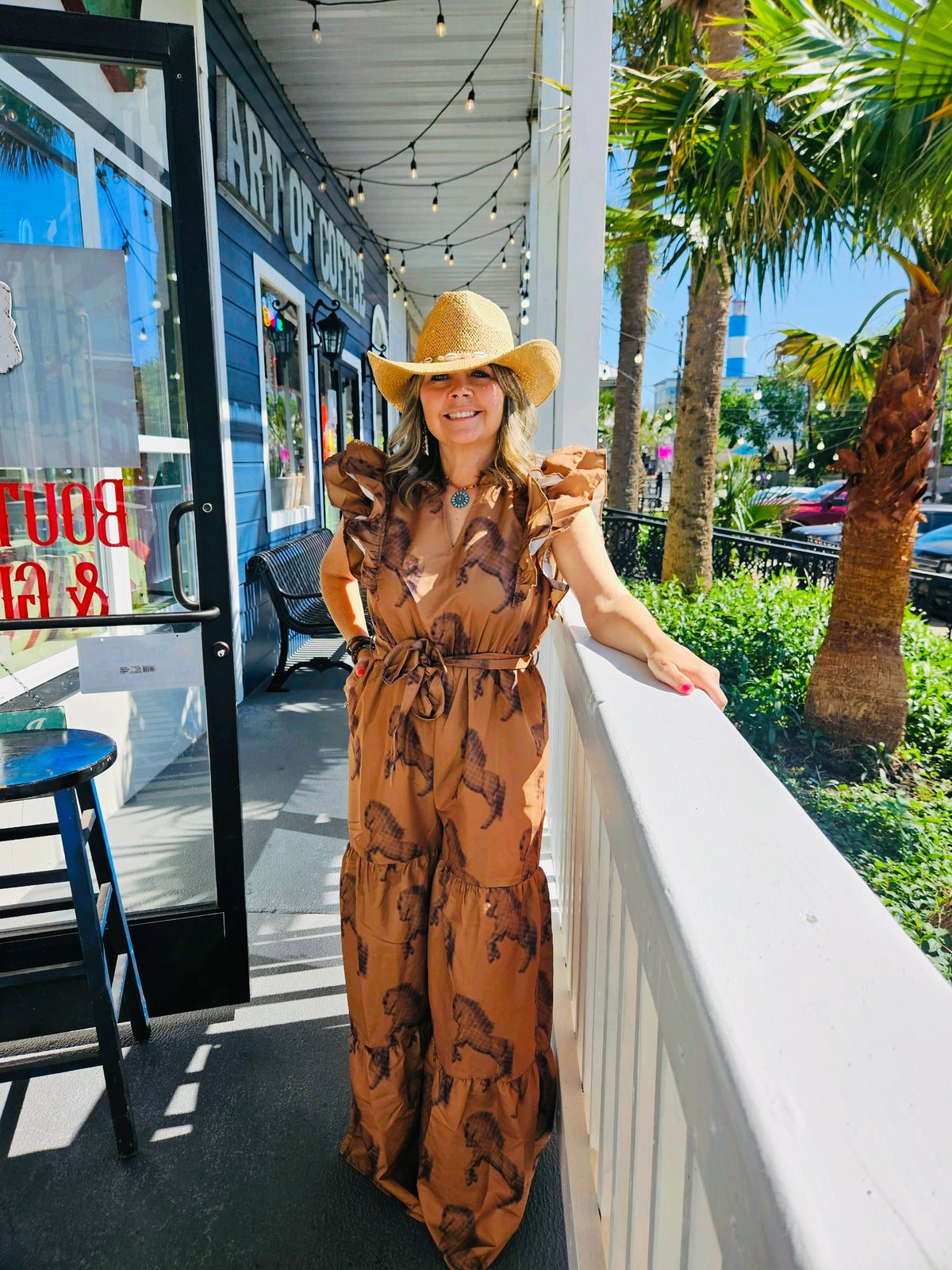 BETH D HORSE JUMPSUIT - White Rock Country Rags & Doodads LLC