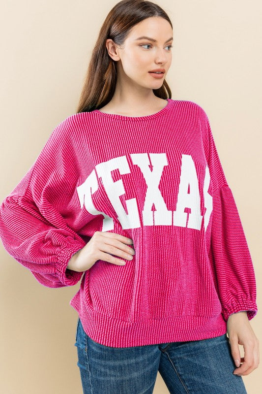 TEXAS HOT PINK SWEATSHIRT - White Rock Country Rags & Doodads LLC